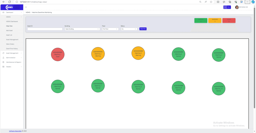 Real-time Machine Uptime Tracking Dashboard - Ripples IoT